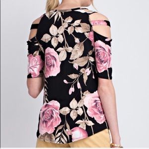 SwankStyles | Tops | Black Design Rose Floral Top | Poshmark